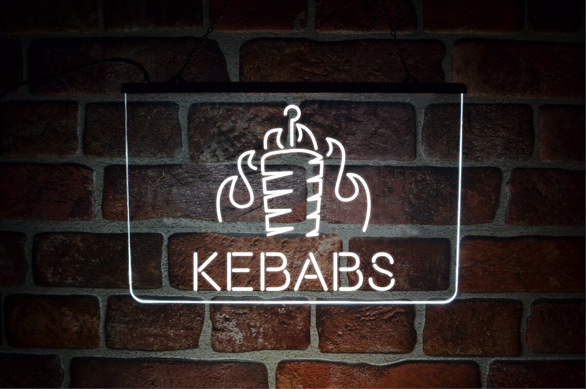 Kebab Shop LED Neon Sign | Light up Hanging Window USB Display for Fast ...