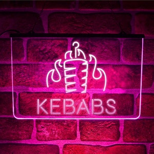 Kebab Shop LED Neon Sign Light up Hanging Window USB Display for Fast ...