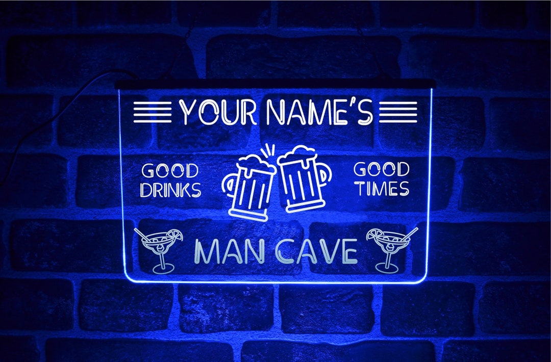 Custom Man Cave LED Neon Light Sign Lit up USB Acrylic Display for Home ...