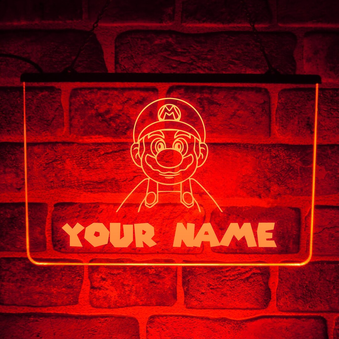 Personalised Super Mario Bros Gaming LED Neon Light up Sign | Custom ...