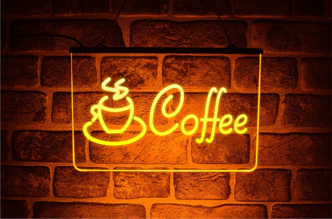 Coffee Neon LED Light up Sign | Hanging Window or Wall USB Open Display ...