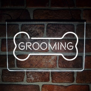 Dog Grooming LED Neon Light Sign | Pet Groomers Salon Open Shop Window ...