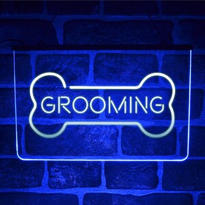 Dog Grooming LED Neon Light Sign | Pet Groomers Salon Open Shop Window ...