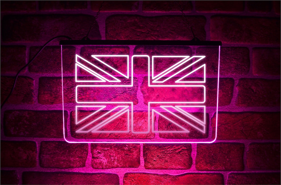 Union Jack LED Neon Light Sign | Lit up Great Britain UK England Flag ...
