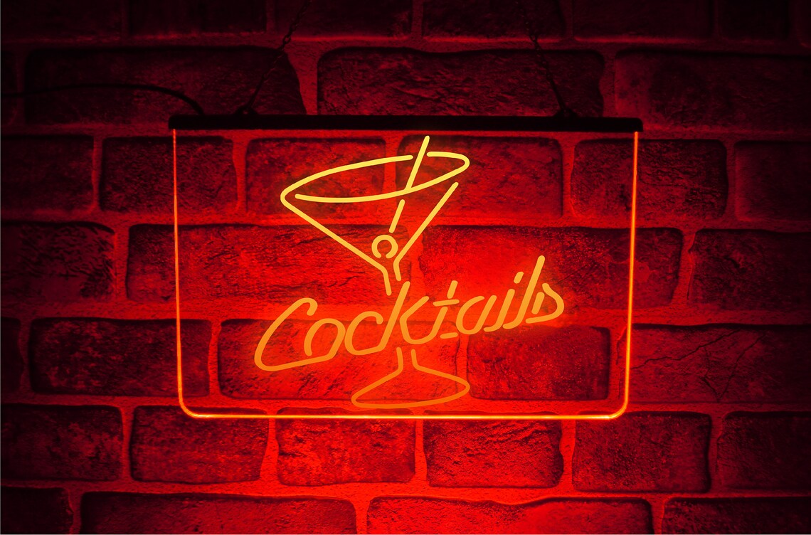 Cocktails LED Neon Light up Sign Hanging Wall Display Décor - Etsy UK