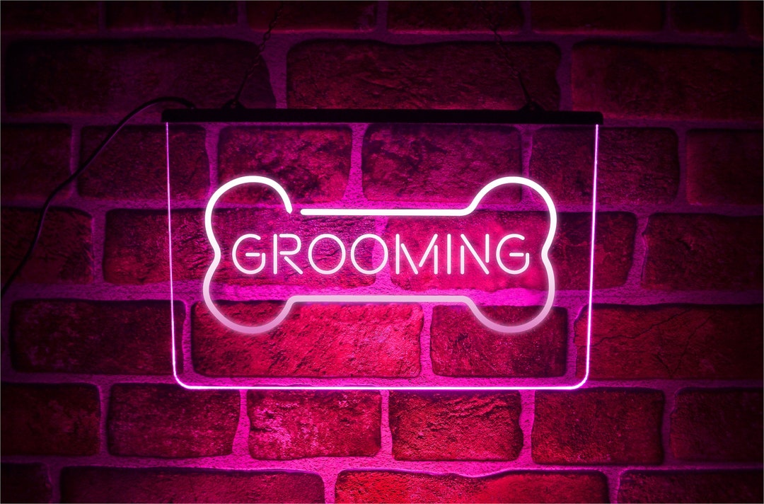Dog Grooming LED Neon Light Sign | Pet Groomers Salon Open Shop Window ...