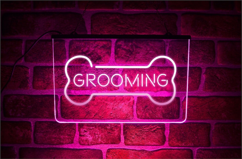 Dog Grooming LED Neon Light Sign | Pet Groomers Salon Open Shop Window ...