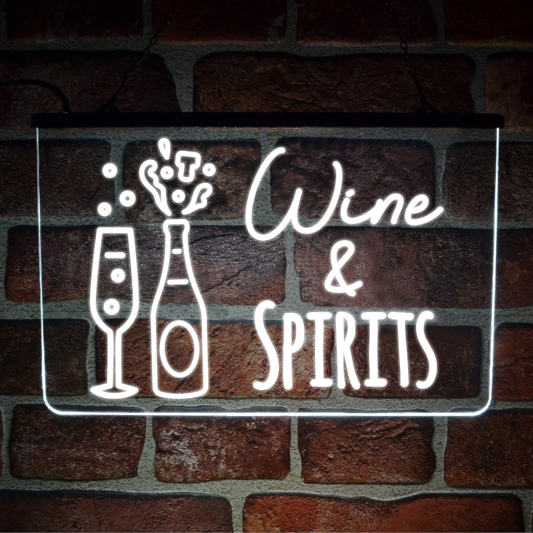 Wine & Spirits LED Neon Style Shop Sign Hanging Window Light up USB ...