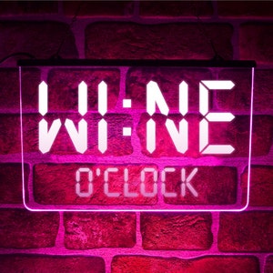 Wine O'clock LED Neon Light up Sign USB Hanging Display for Home ...