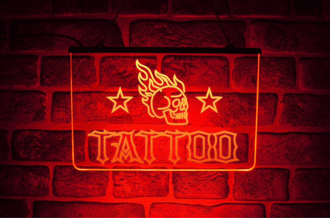 Tattoo LED Neon Light up Sign Hanging USB Wall Display for Body Art ...