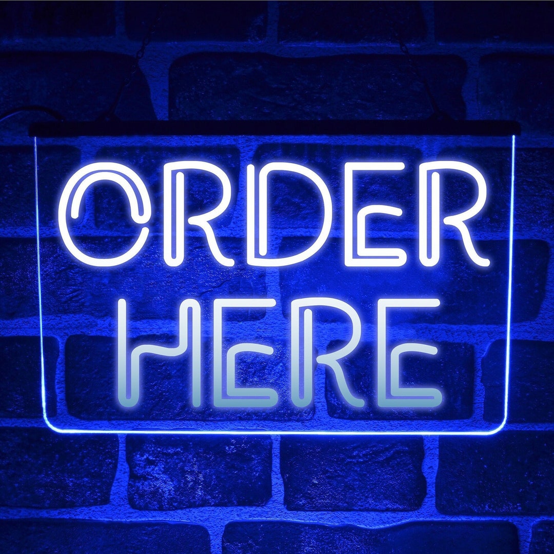 Order Here Neon LED Light up Sign | Hanging Food Restaurant Takeaway ...
