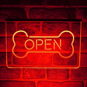 OPEN Pet Shop LED Neon Light Sign | Hanging Lit up Window Display for ...