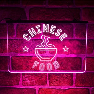 Chinese Food Neon LED Light Sign | Asian Cuisine Takeaway Takeout Open ...