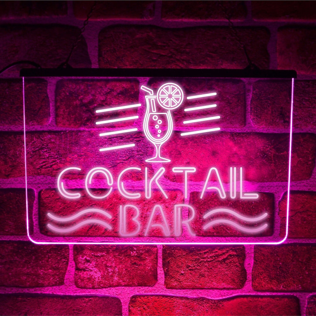 Cocktail Bar | LED Neon Light up Sign | Hanging Wall / Window Open ...