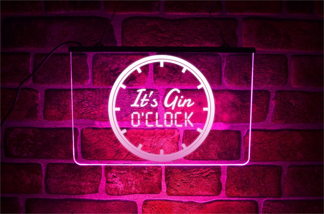 Gin O'clock LED Neon Light up Sign | Hanging Pink Display Decor for ...
