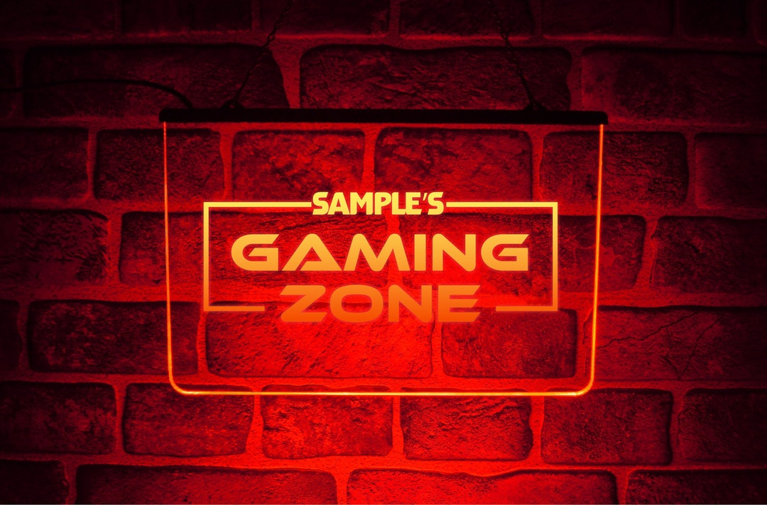 Custom Gaming Zone LED Neon Light Sign | Personalised Game Room Lit up ...