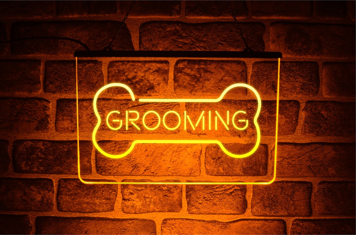 Dog Grooming LED Neon Light Sign | Pet Groomers Salon Open Shop Window ...
