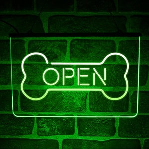 OPEN Pet Shop LED Neon Light Sign | Hanging Lit up Window Display for ...