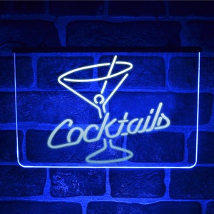 Cocktails LED Neon Light up Sign | Hanging Wall Display Décor for Home ...