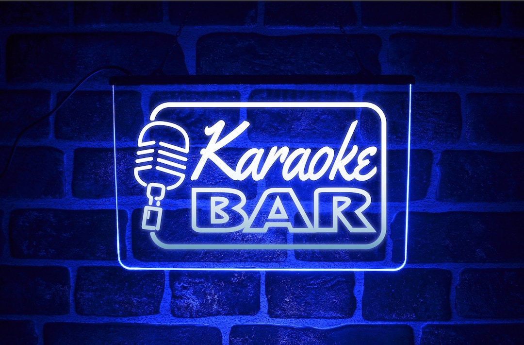 Karaoke Bar Neon LED Light Sign | Hanging Wall or Window Lit up Live ...