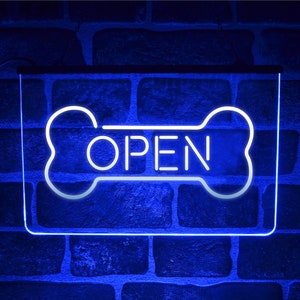 OPEN Pet Shop LED Neon Light Sign | Hanging Lit up Window Display for ...