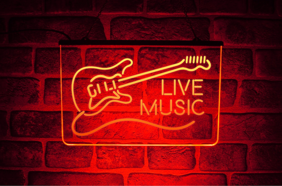 Live Music Guitar LED Neon Light Sign Illuminated USB - Etsy UK
