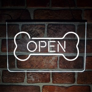 OPEN Pet Shop LED Neon Light Sign | Hanging Lit up Window Display for ...