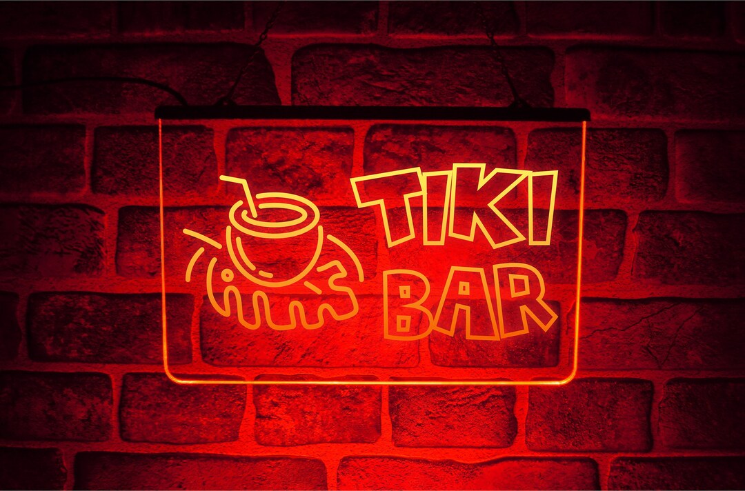 Tiki Bar Neon Light up LED Sign | Window or Wall USB Display for Home ...