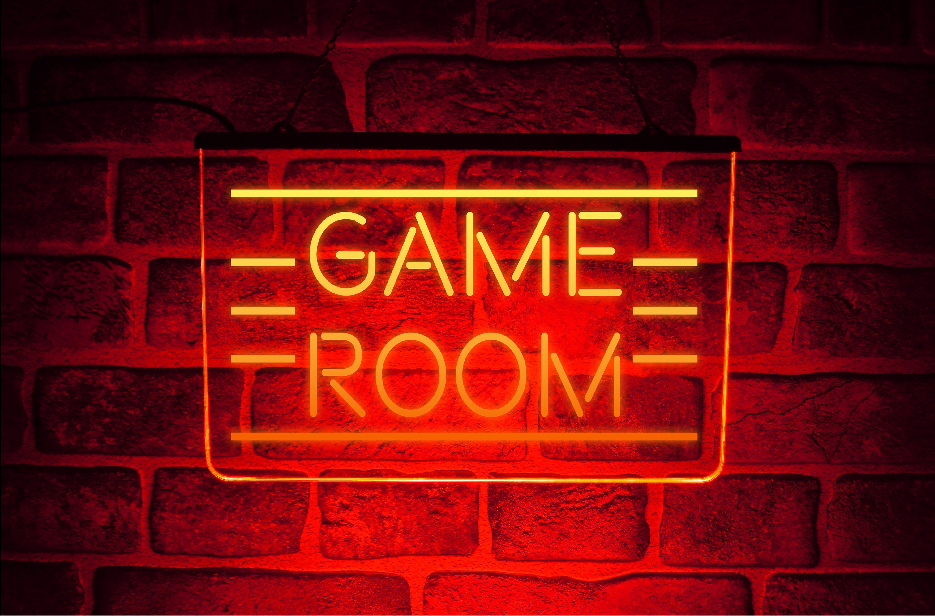 Game Room LED Neon Light Sign | Hanging Lit up USB Wall Display for Man ...