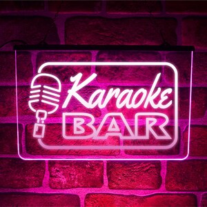 Karaoke Bar Neon LED Light Sign | Hanging Wall or Window Lit up Live ...