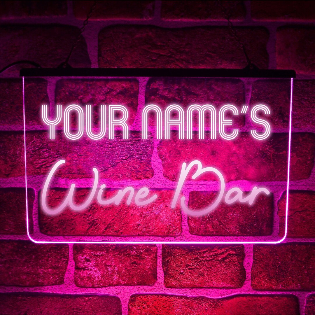 Personalised Wine Bar Light up Neon Sign | Your Name Lit up Wall Sign ...