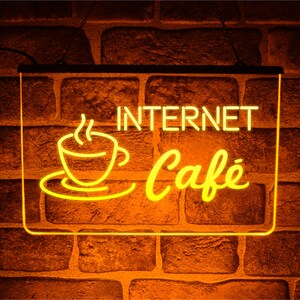 Internet Café LED Neon Shop Window Sign | Hanging Light up Open Display ...