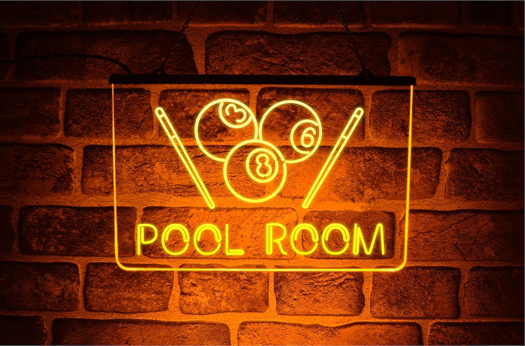 Pool Room LED Neon Light Sign | Hanging Décor for Snooker Game Club or ...