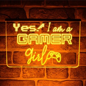 Gamer Girl Neon Style LED Light Wall Sign | Wall Display for Gaming ...