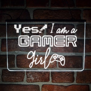 Gamer Girl Neon Style LED Light Wall Sign | Wall Display for Gaming ...