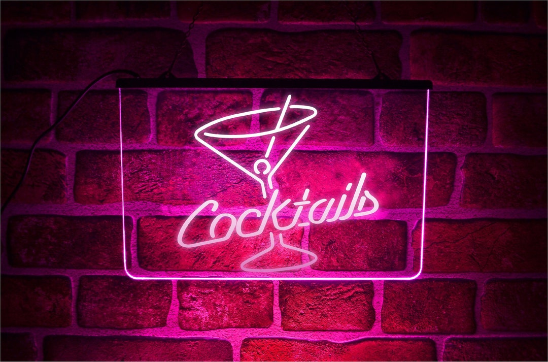 Cocktails LED Neon Light up Sign | Hanging Wall Display Décor for Home ...
