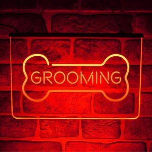 Dog Grooming LED Neon Light Sign | Pet Groomers Salon Open Shop Window ...
