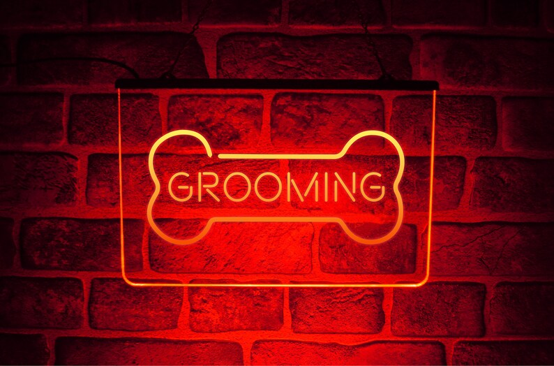 Dog Grooming LED Neon Light Sign | Pet Groomers Salon Open Shop Window ...