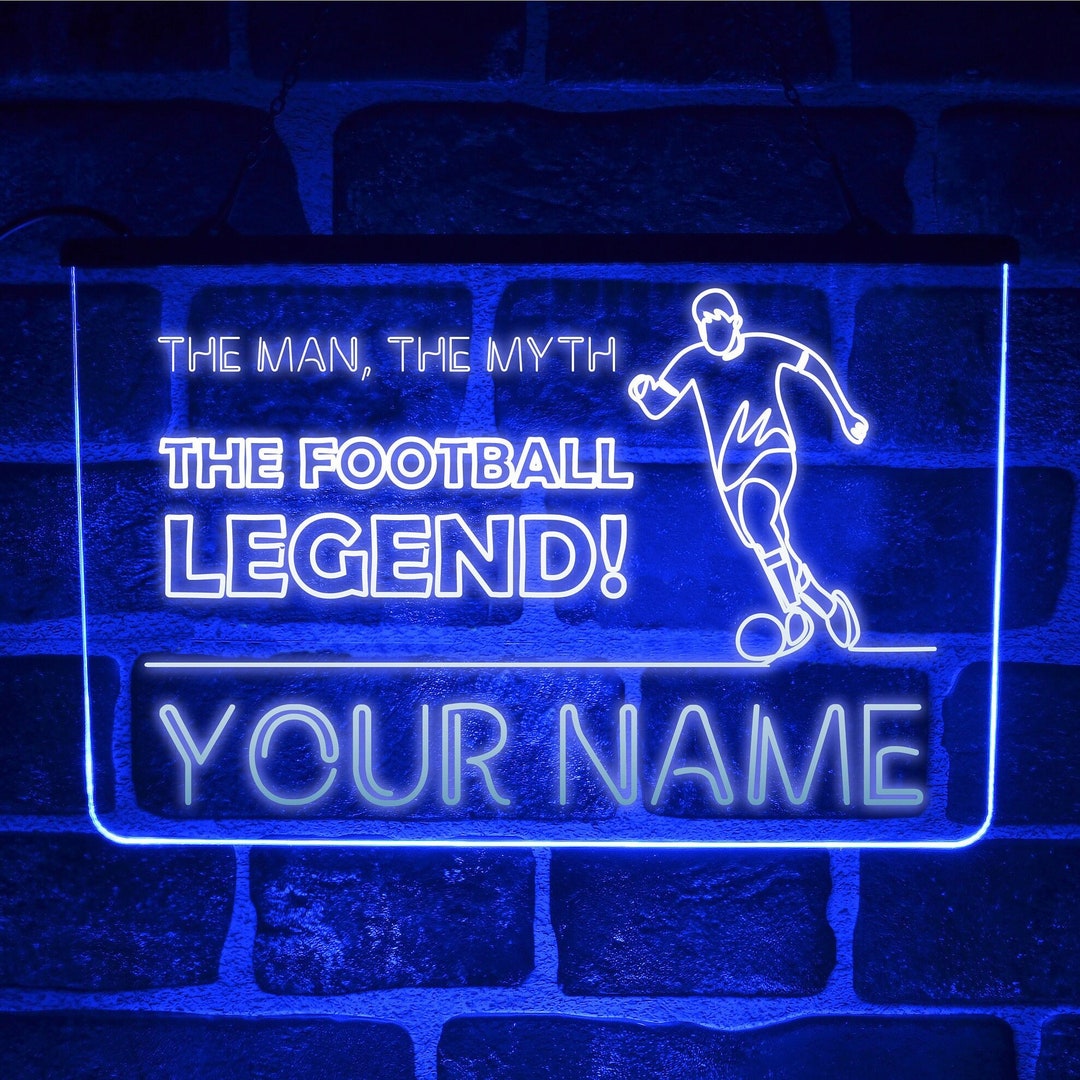 Personalised Football Legend LED Light Sign | Football Fan Bedroom USB ...