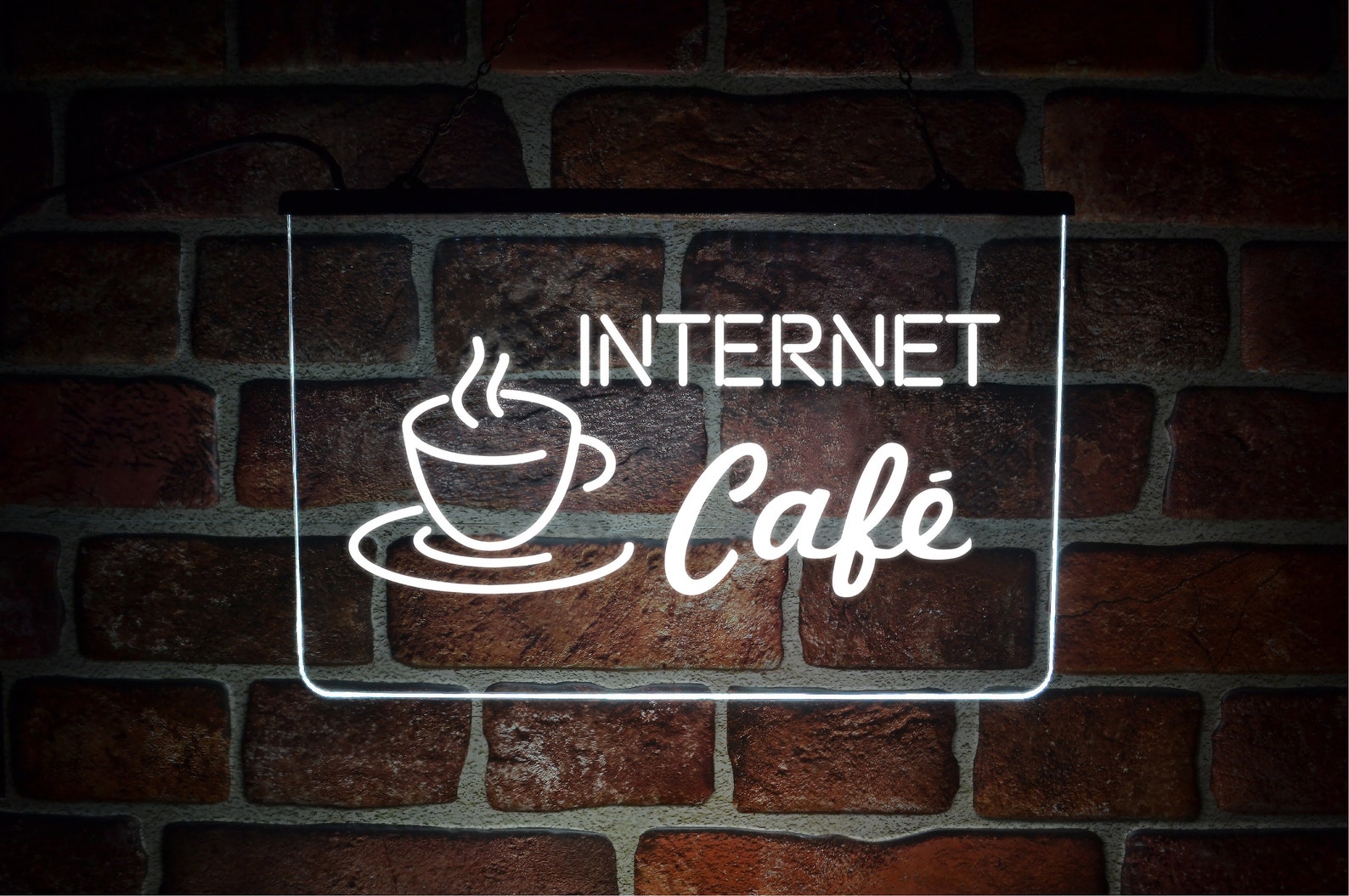Internet Café LED Neon Shop Window Sign | Hanging Light up Open Display ...