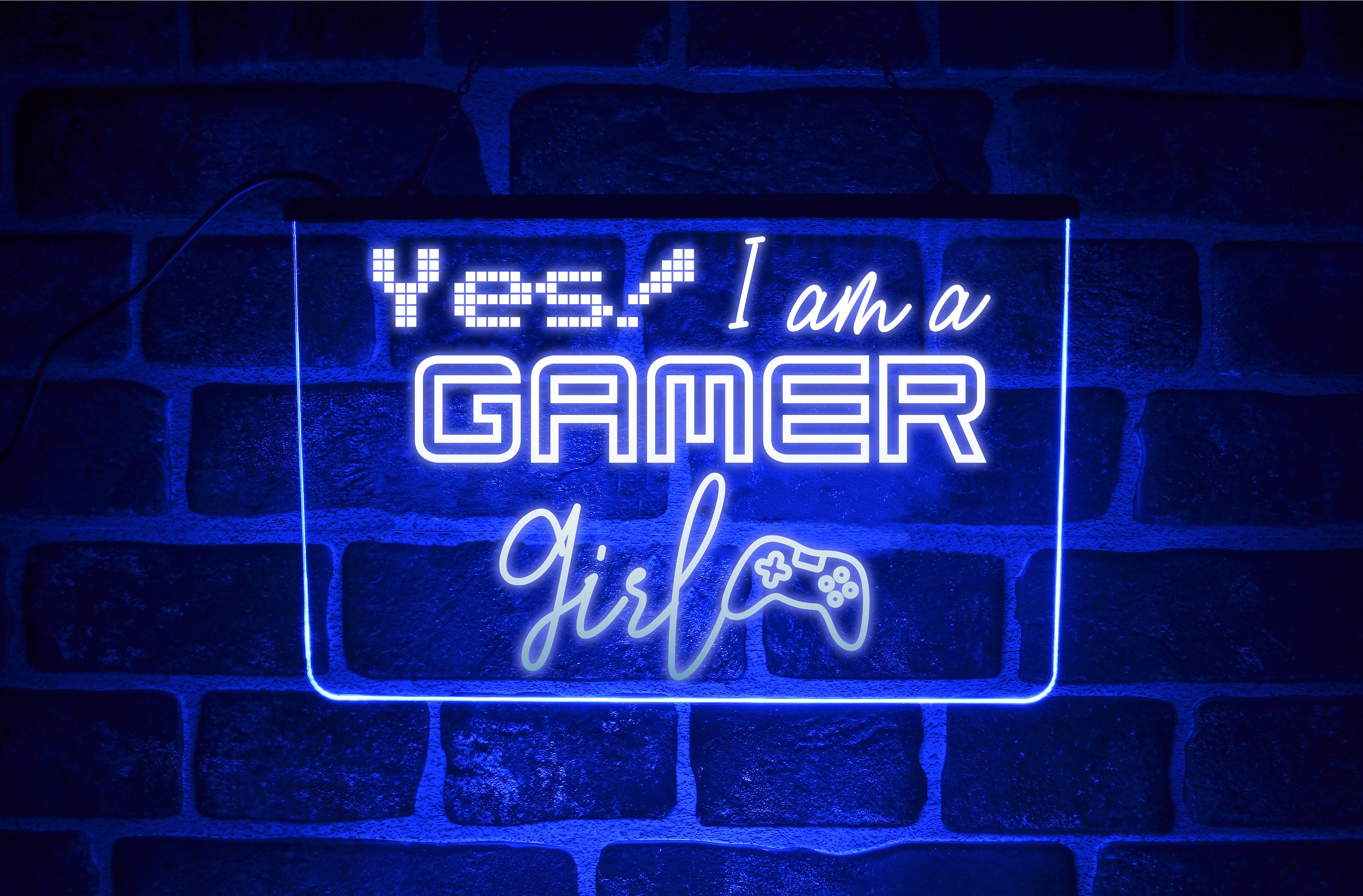 Gamer Girl Neon Style LED Light Wall Sign | Wall Display for Gaming ...