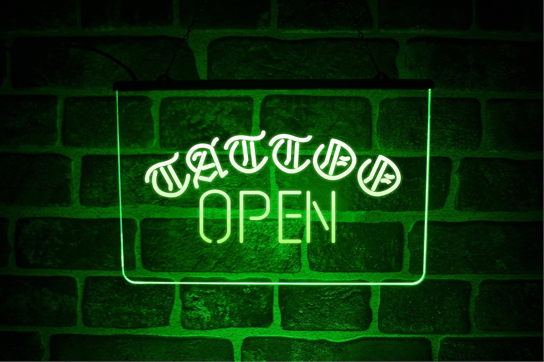 Tattoo Open Neon LED Light up Sign USB Hanging Wall or Window Display ...