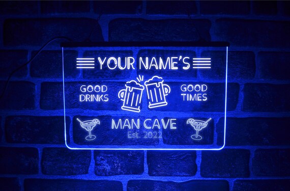 Custom Man Cave LED Neon Light Sign Lit up USB Acrylic - Etsy
