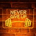 Never Give up LED Neon Light Sign Lit up Hanging Inspirational Quote ...