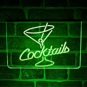 Cocktails LED Neon Light up Sign | Hanging Wall Display Décor for Home ...