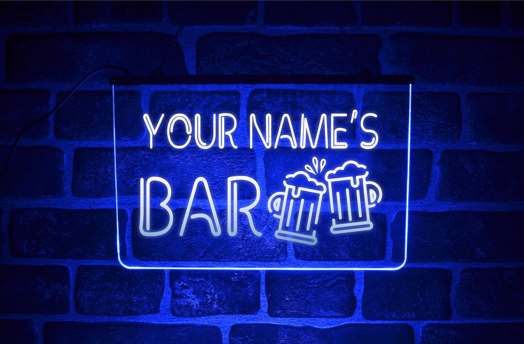 Personalised Home Bar LED Neon Light Sign Custom Hanging Lit up Display ...