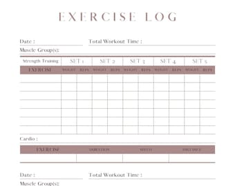 Workout Tracker and Planner, Daily Exercise Log, Fitness Journal ...