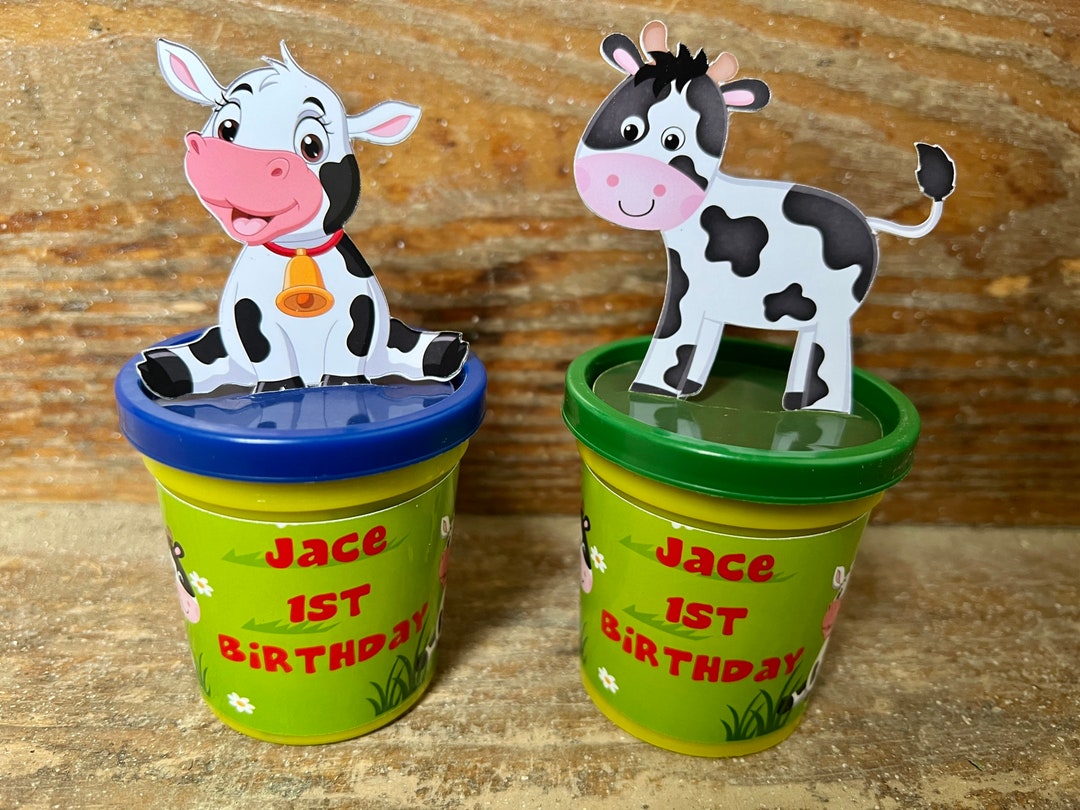 Cow Play-doh Birthday Party Favors, Cow Theme Kids Birthday, Party ...