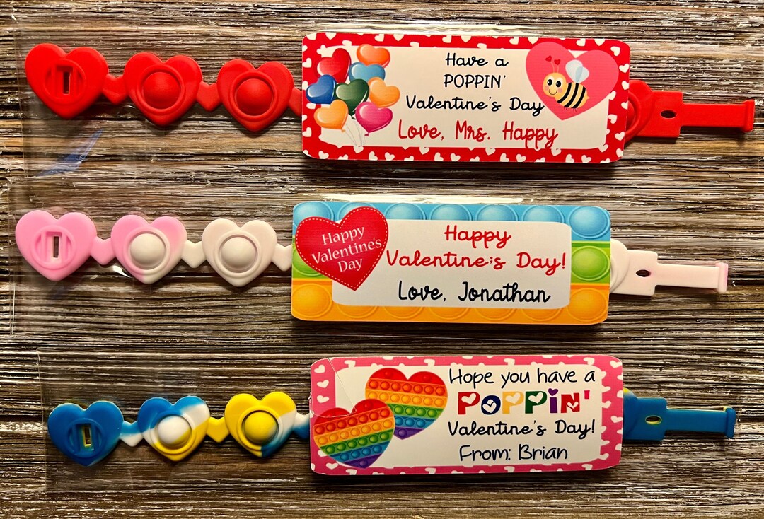 Kid’s Valentines Day Favors, Pop It Valentines Gift for Kids, Non Candy ...