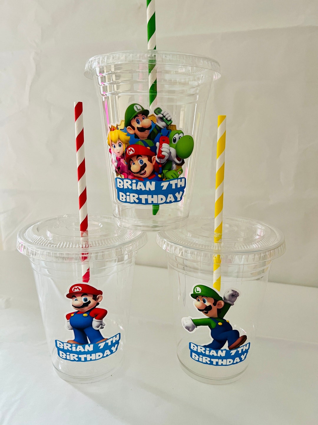 Personalized Birthday Party Plastic Cups, Mario Theme Birthday, Mario ...